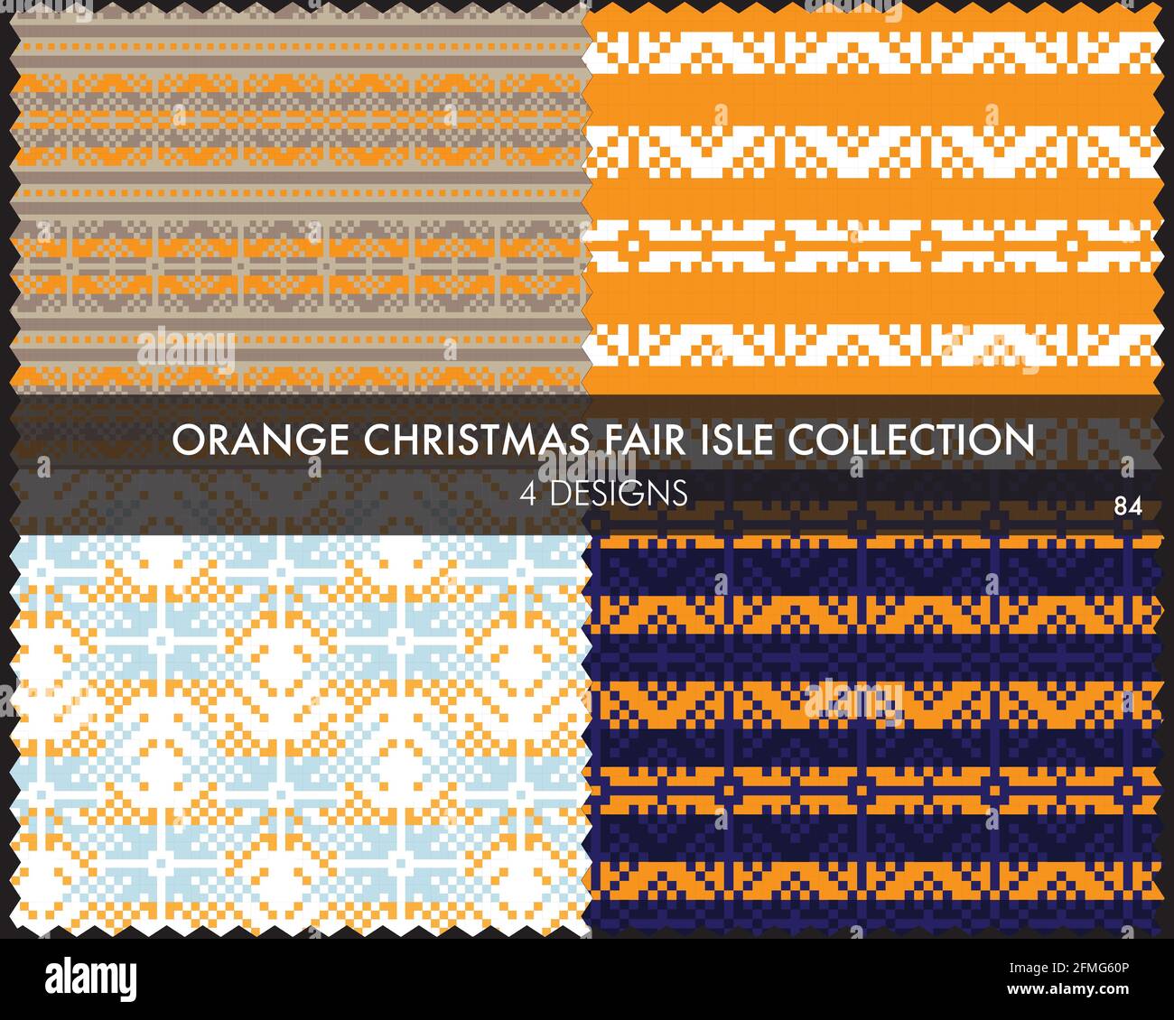 Christmas fair isle pattern collection includes 4 design swatches for ...