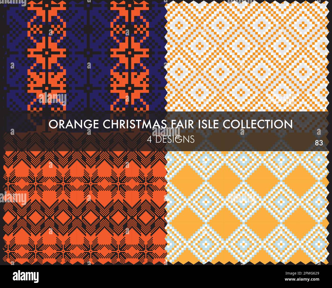 Christmas fair isle pattern collection includes 4 design swatches for ...
