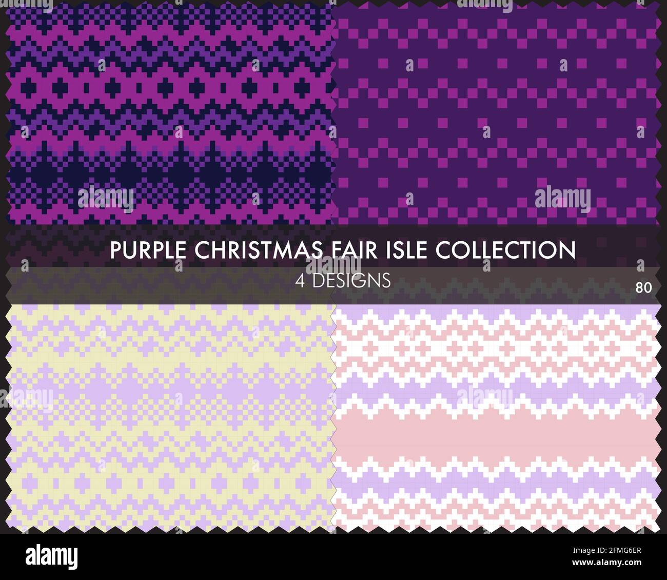 Christmas fair isle pattern collection includes 4 design swatches for ...