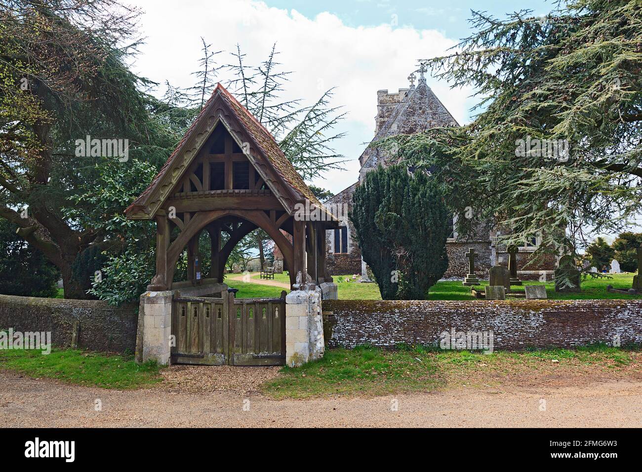 Lychgate to13th century St Peter's Church, Wolferton, Sandringham ...