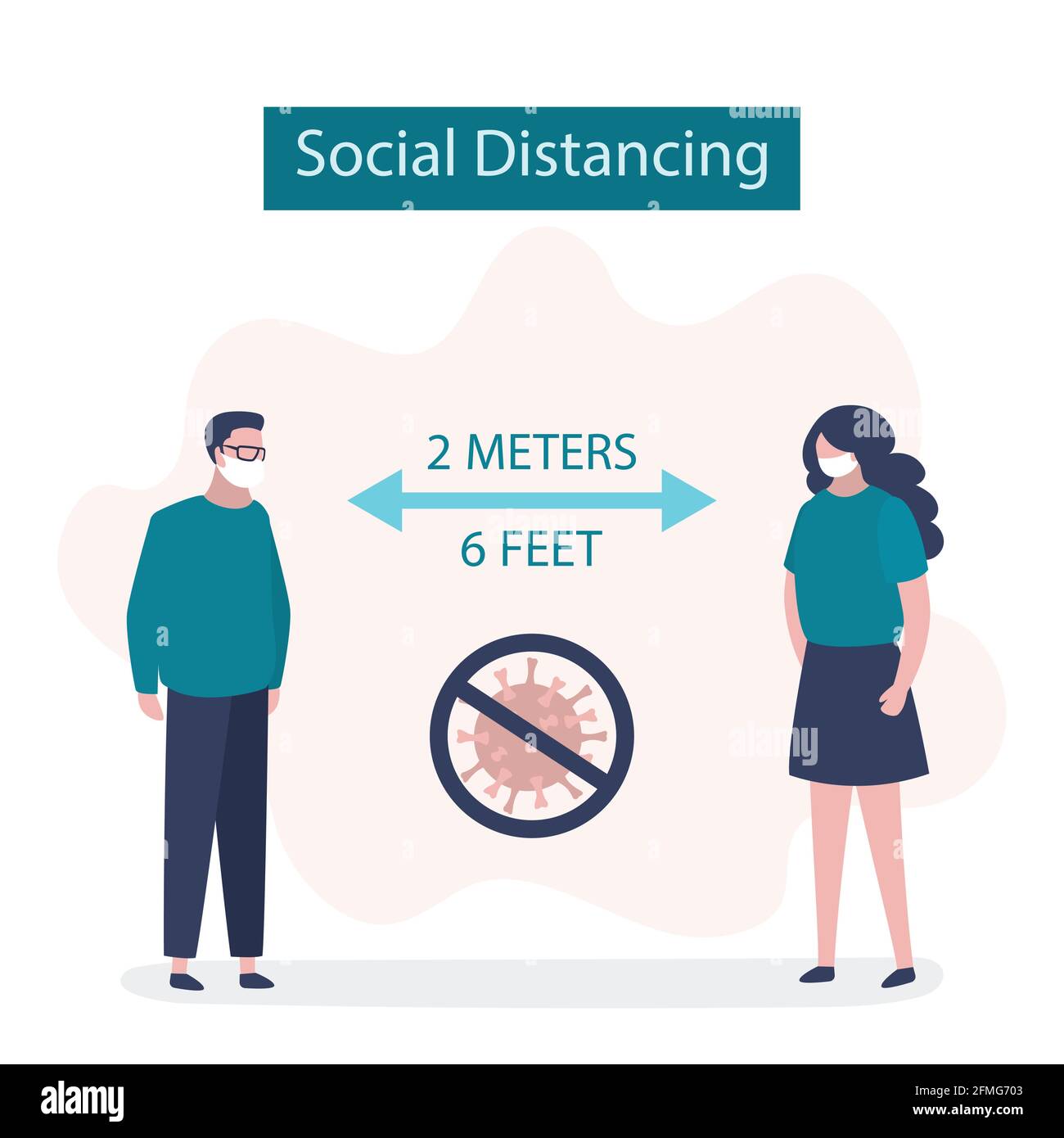 Social Distancing, two people keeping distance for infection risk and ...