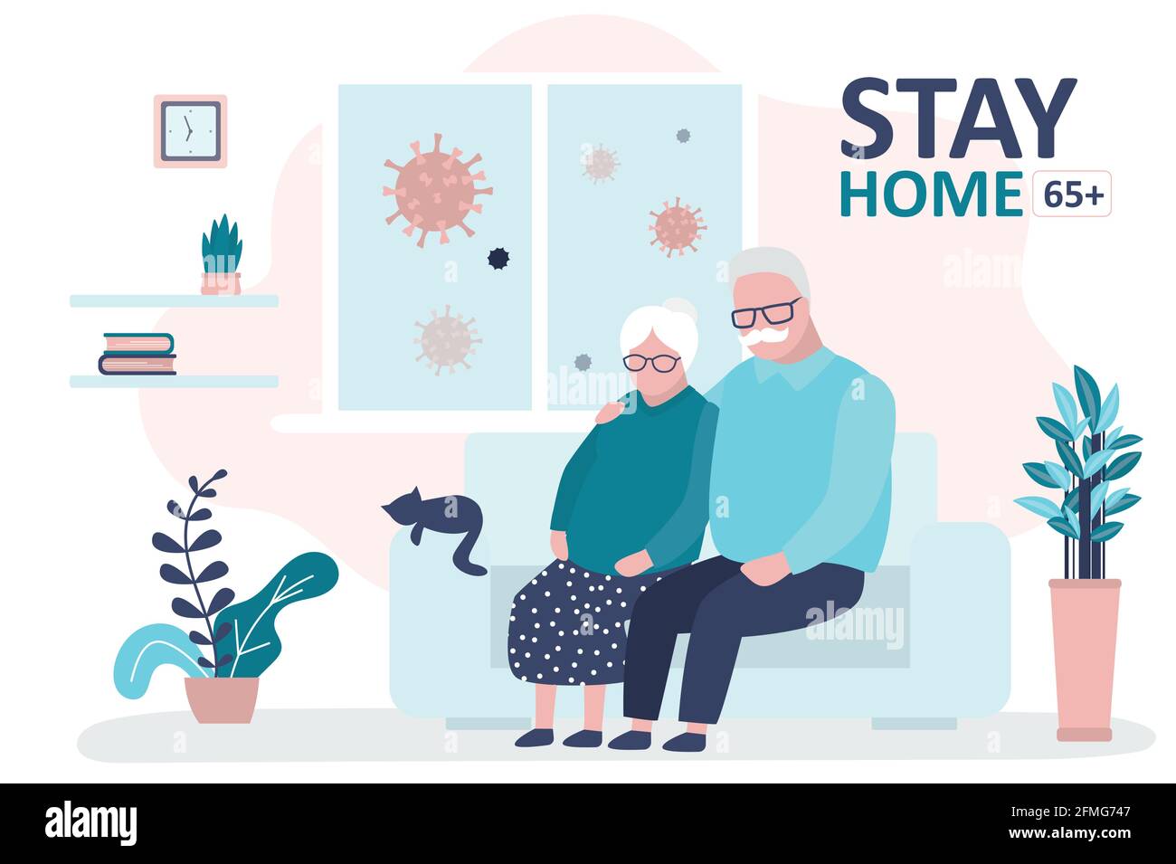 Elderly couple home alone Stock Vector Images - Alamy