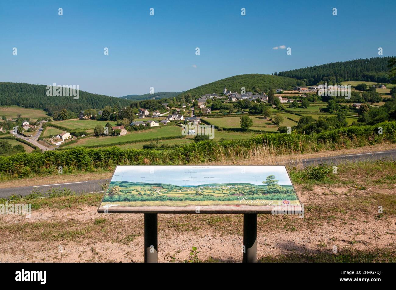 Viewpoint map, hills and Corancy village located in the heart of the ...