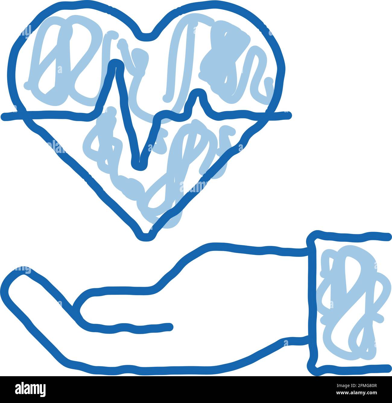 Hand Hold Heart doodle icon hand drawn illustration Stock Vector Image ...