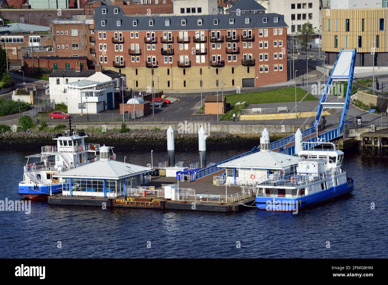 Passenger ferries at Shields Ferry landing, South Shields, River Tyne ...
