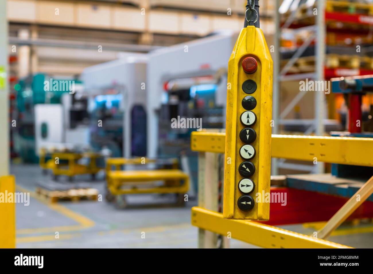 Remote control pendant switch for overhead crane in the factory Stock ...