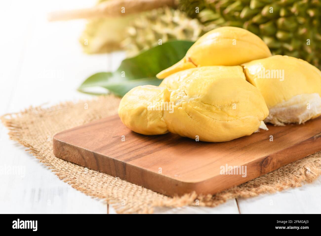 Chani Kai Durian or Durio zibthinus murray on wood plate, Chani Kai ...