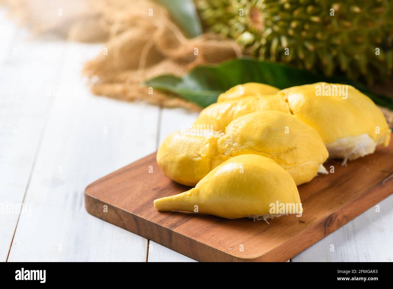Chani Kai Durian or Durio zibthinus murray on wood plate, Chani Kai ...