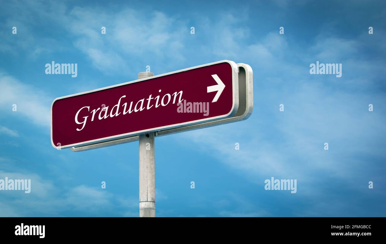 Street Sign the Direction Way to Graduation Stock Photo - Alamy