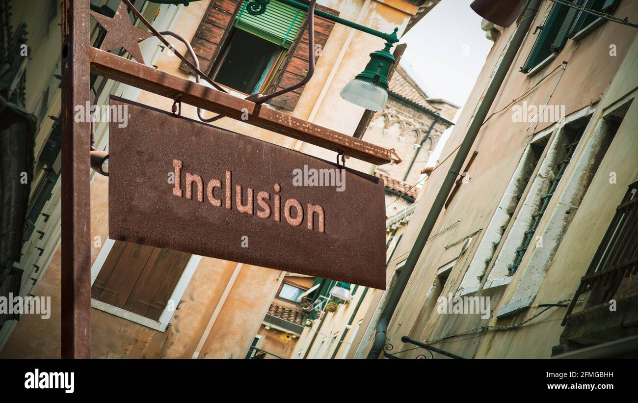 Street Sign the Direction Way to Inclusion Stock Photo - Alamy