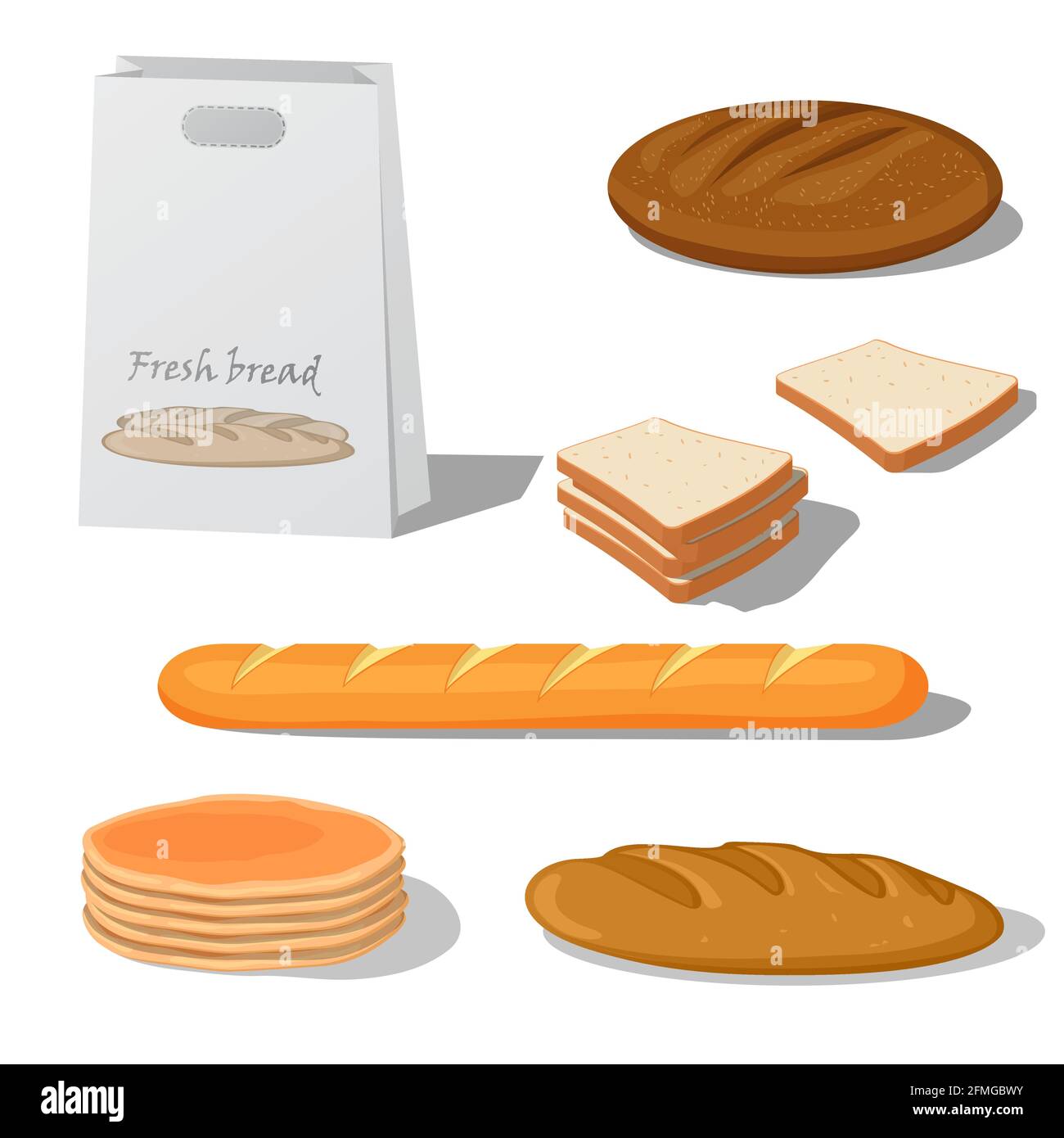 bread set vector illustration cartoon style isolated on white ...