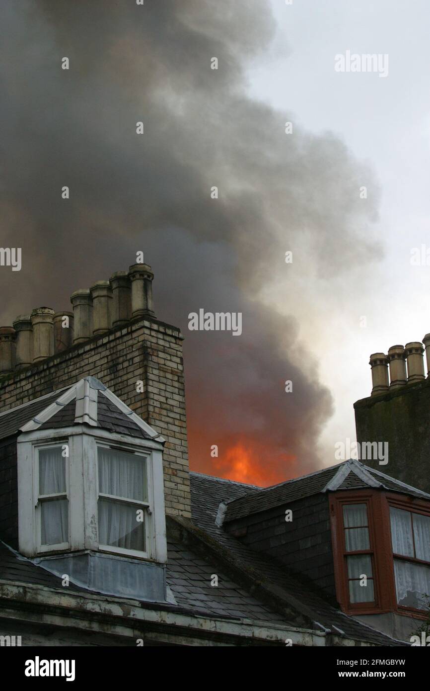 Burning building in Ayr, Ayrshire, Scotland, UK. Scottish Fire & rescue ...