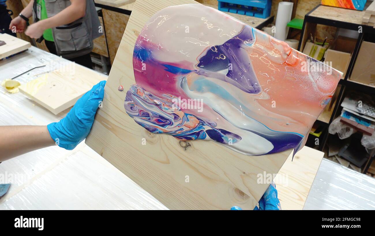 Drawing picture in the art fluid technology Stock Photo - Alamy