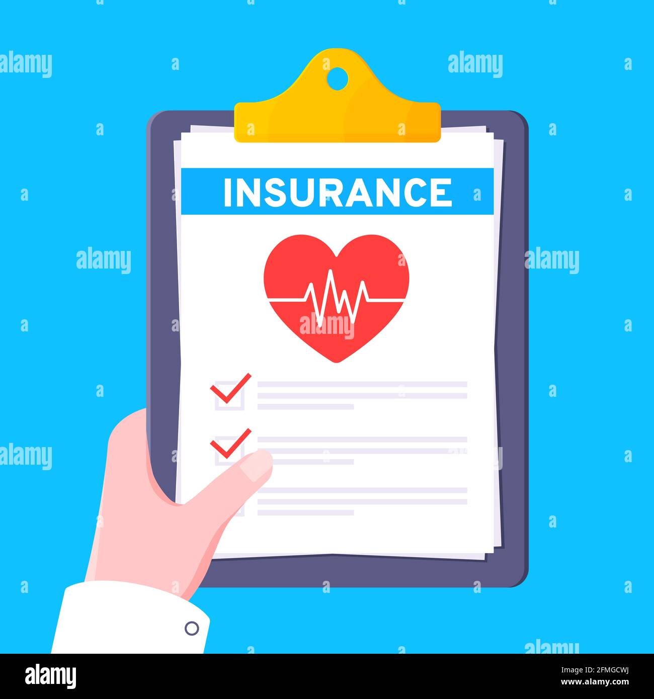 Clipboard with medical insurance claim form on it, paper sheets, doctor ...