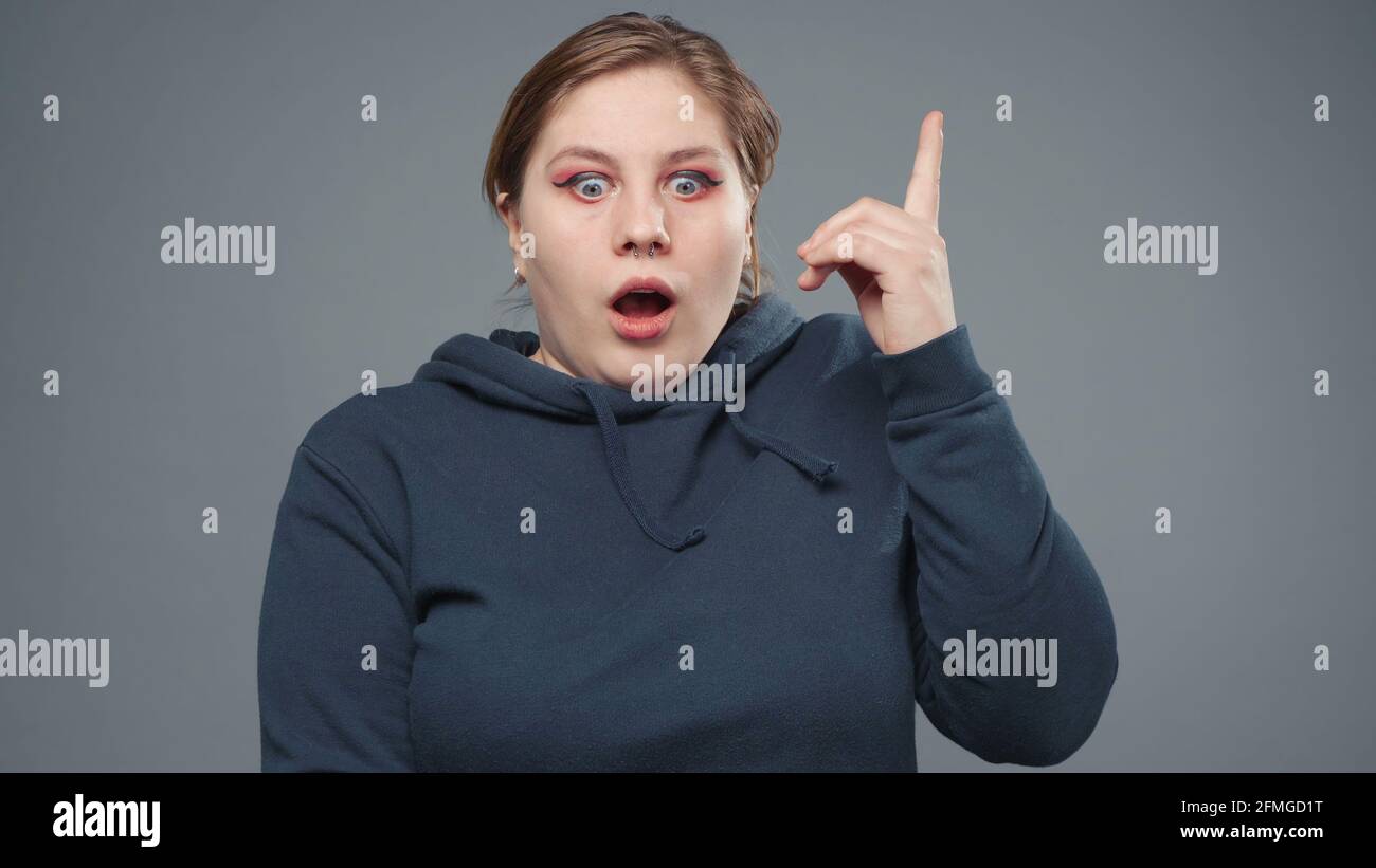 Photo of the stout woman with great idea, closeup Stock Photo - Alamy