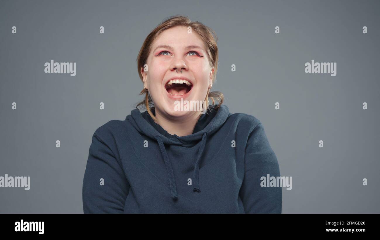 Photo of the laughing stout woman, closeup Stock Photo - Alamy