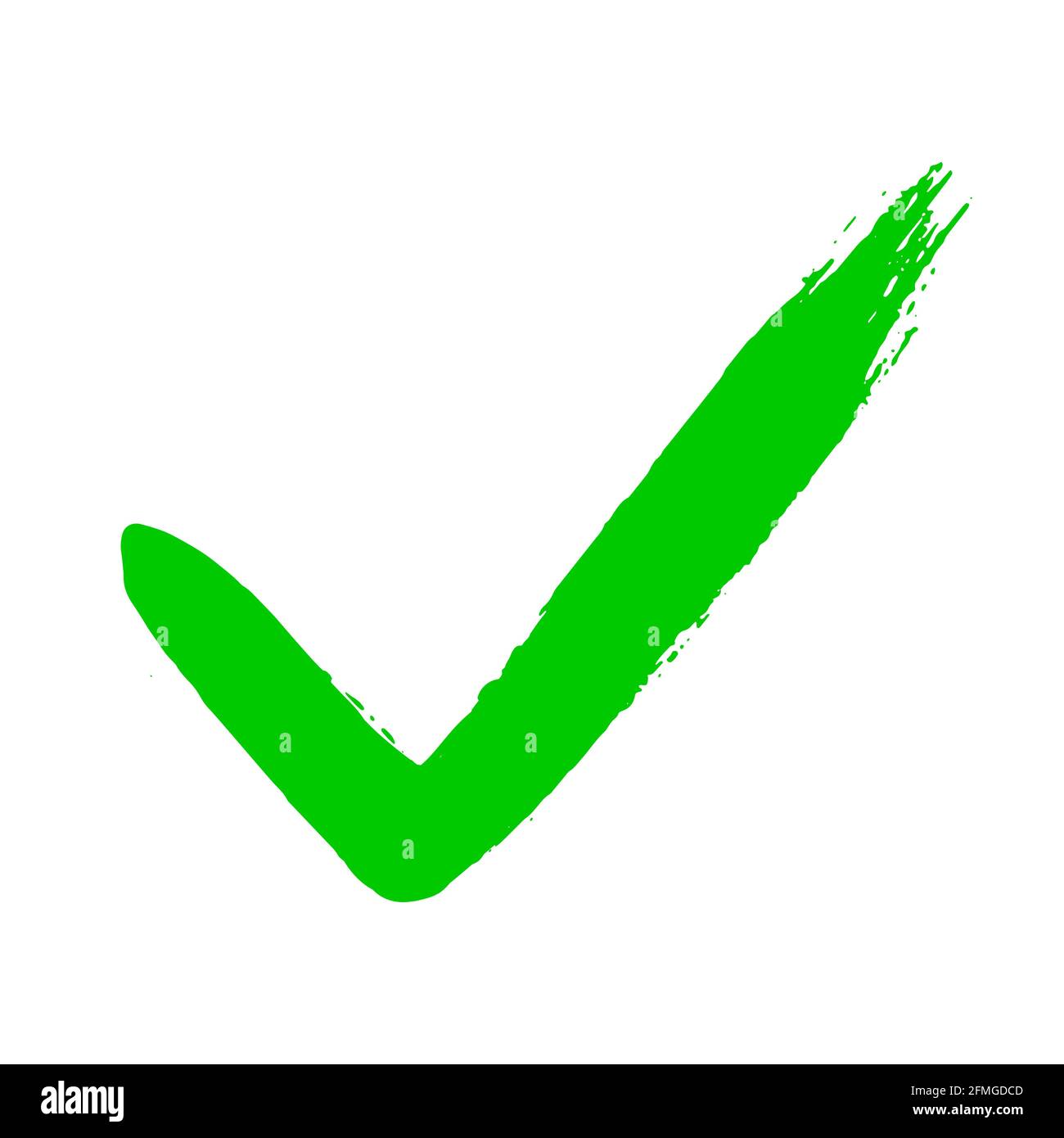 Dirty grunge hand drawn tick v with brush strokes vector illustration ...