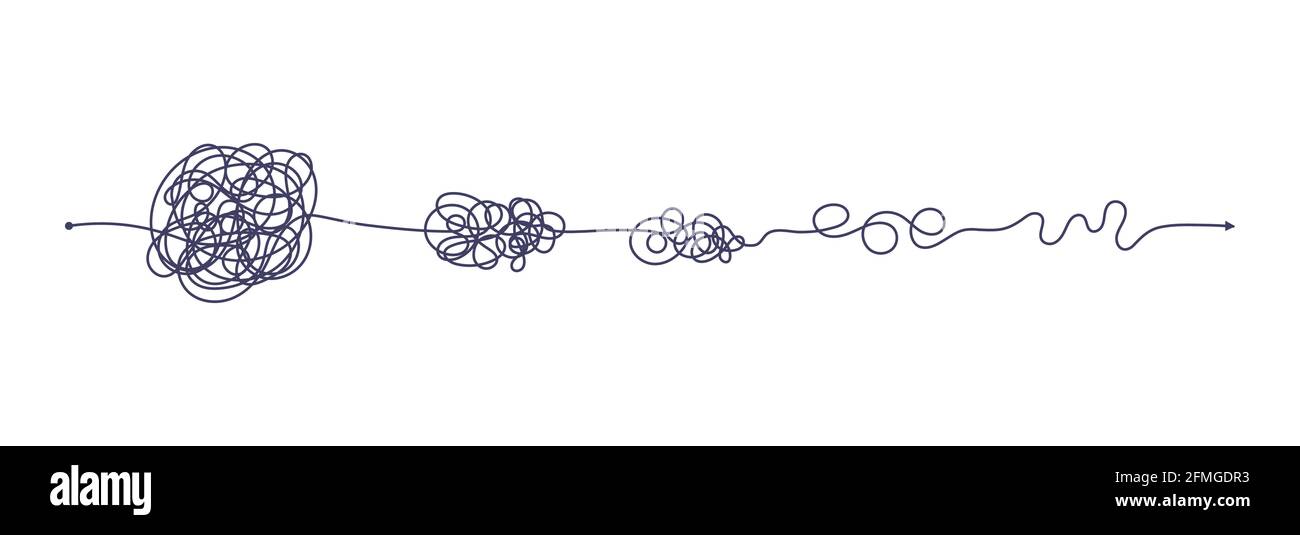 Chaos simplifying, problem solving and business solution searching challenge concept vector ...