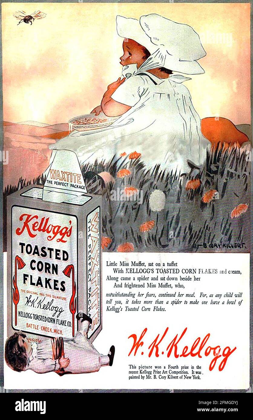 Advertisement for Kellogg's Cornflakes, circa 1919 Stock Photo - Alamy