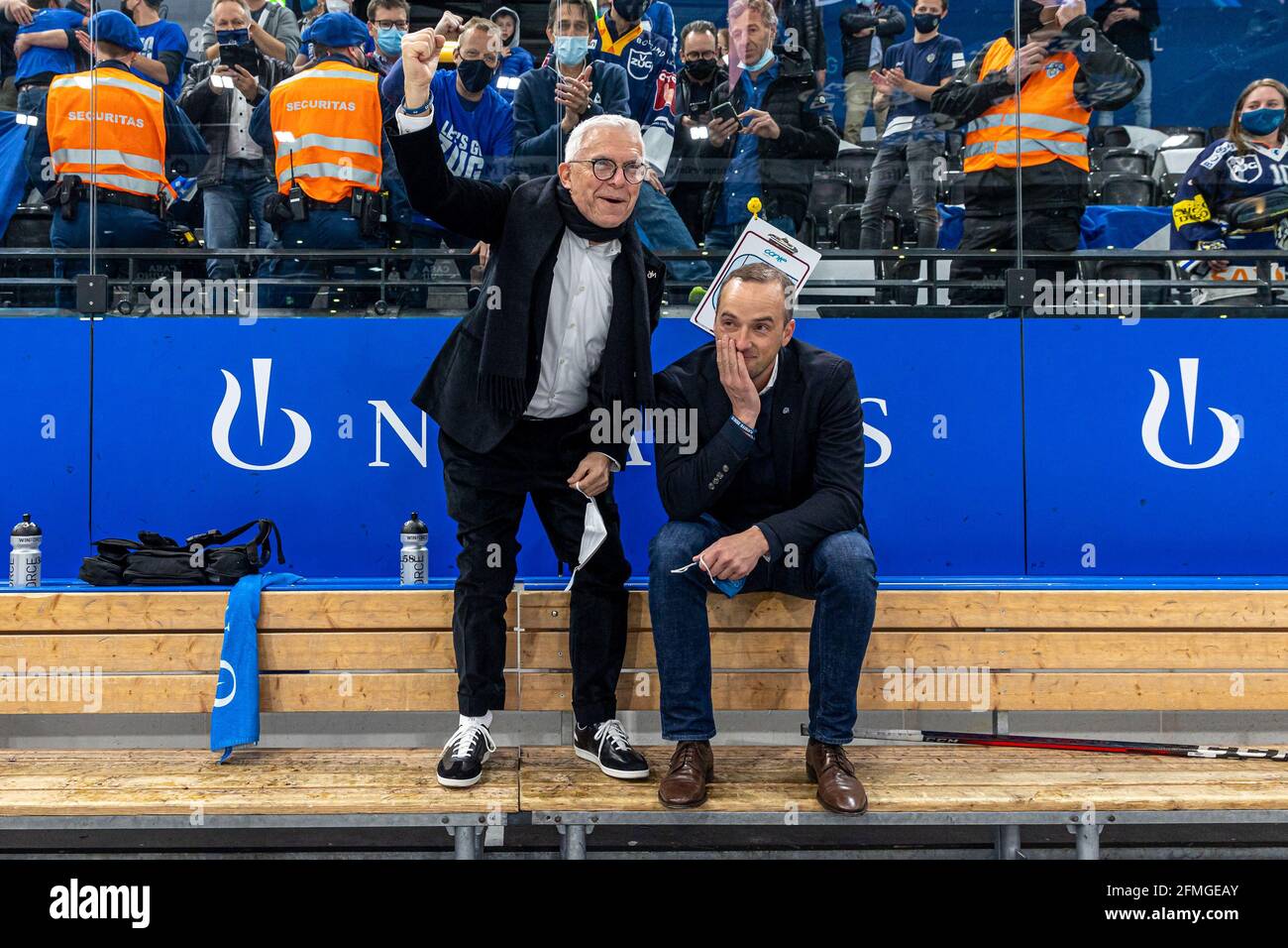 President Hans-Peter Strebel cheers, while CEO Patrick Lengwiler can't ...