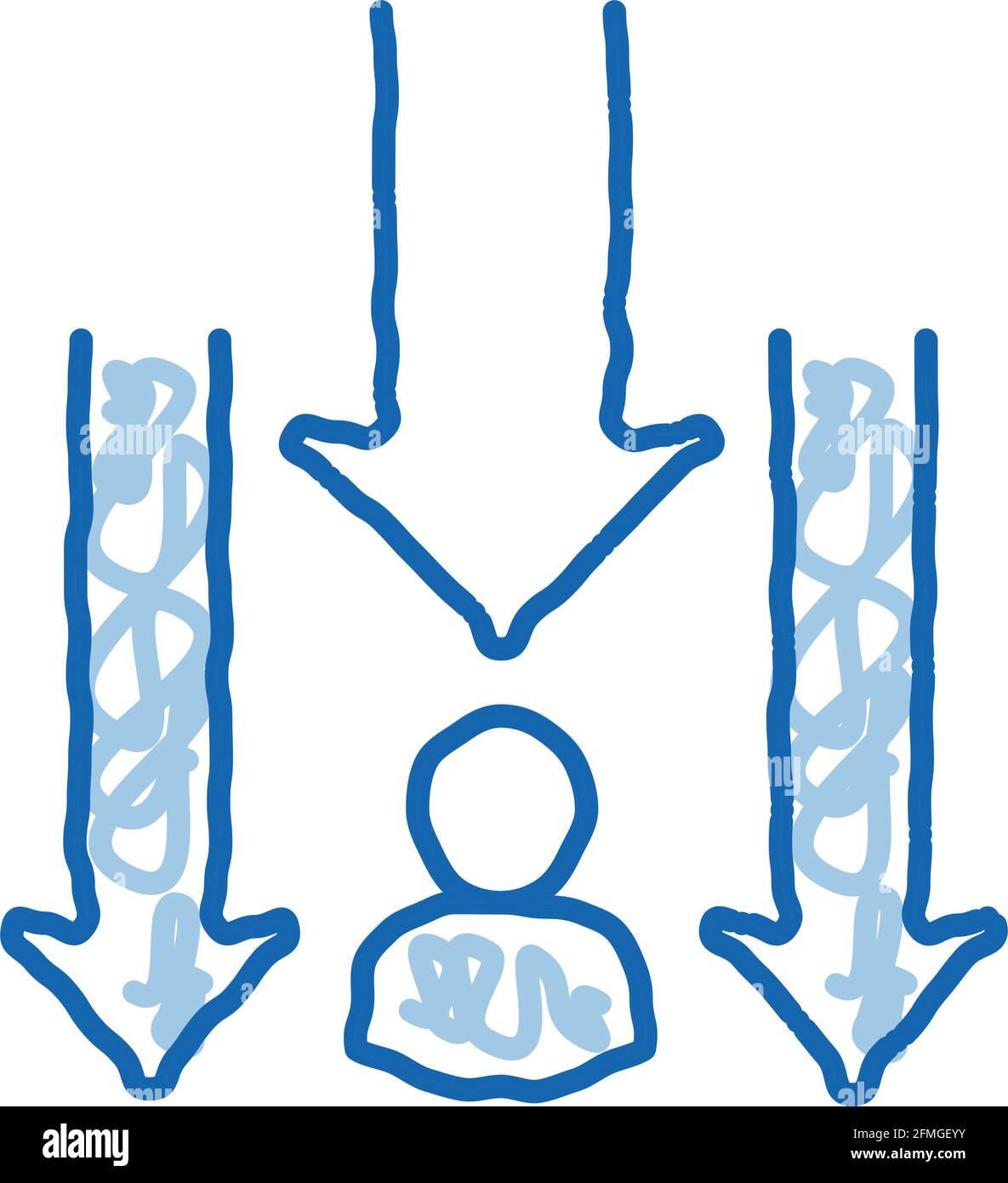Man Down Arrows doodle icon hand drawn illustration Stock Vector Image ...