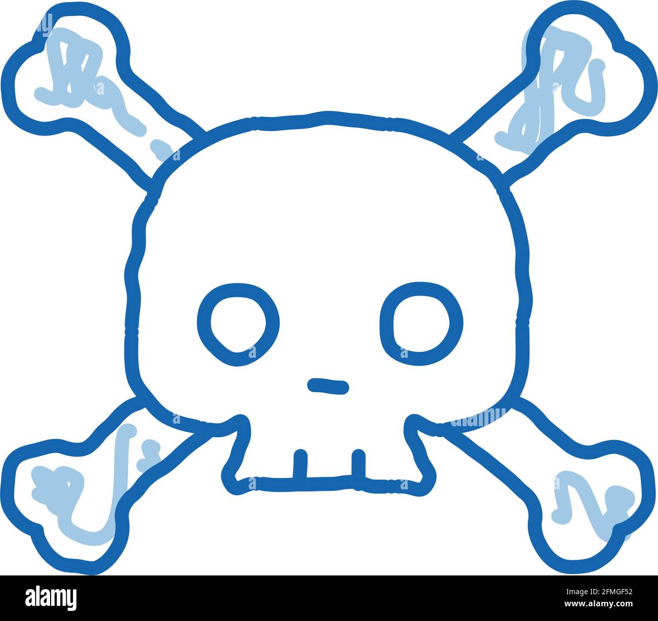 Cross Bones Skull doodle icon hand drawn illustration Stock Vector ...