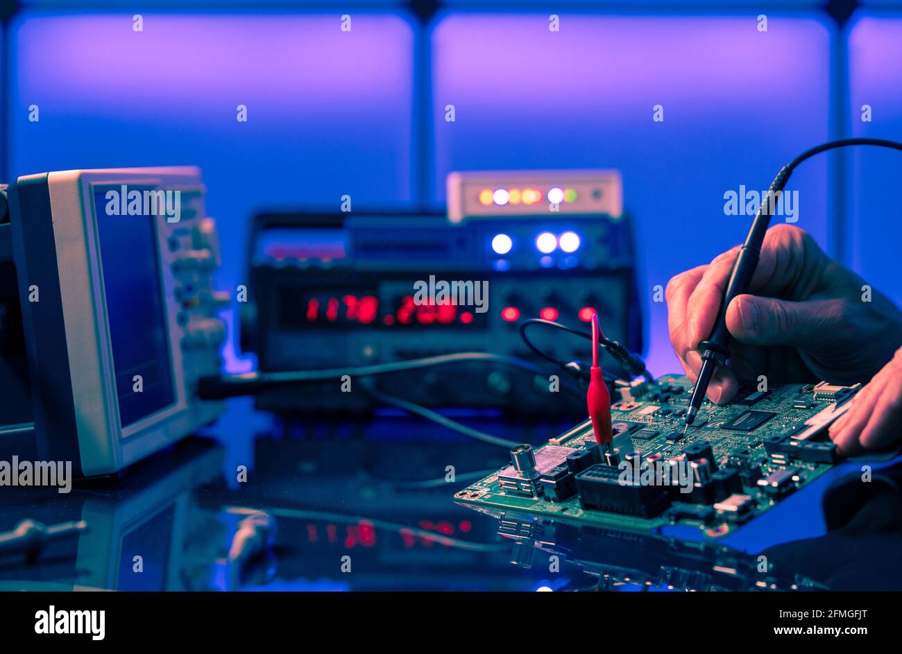 PCB witch microcontroller in electronics laboratory Stock Photo - Alamy