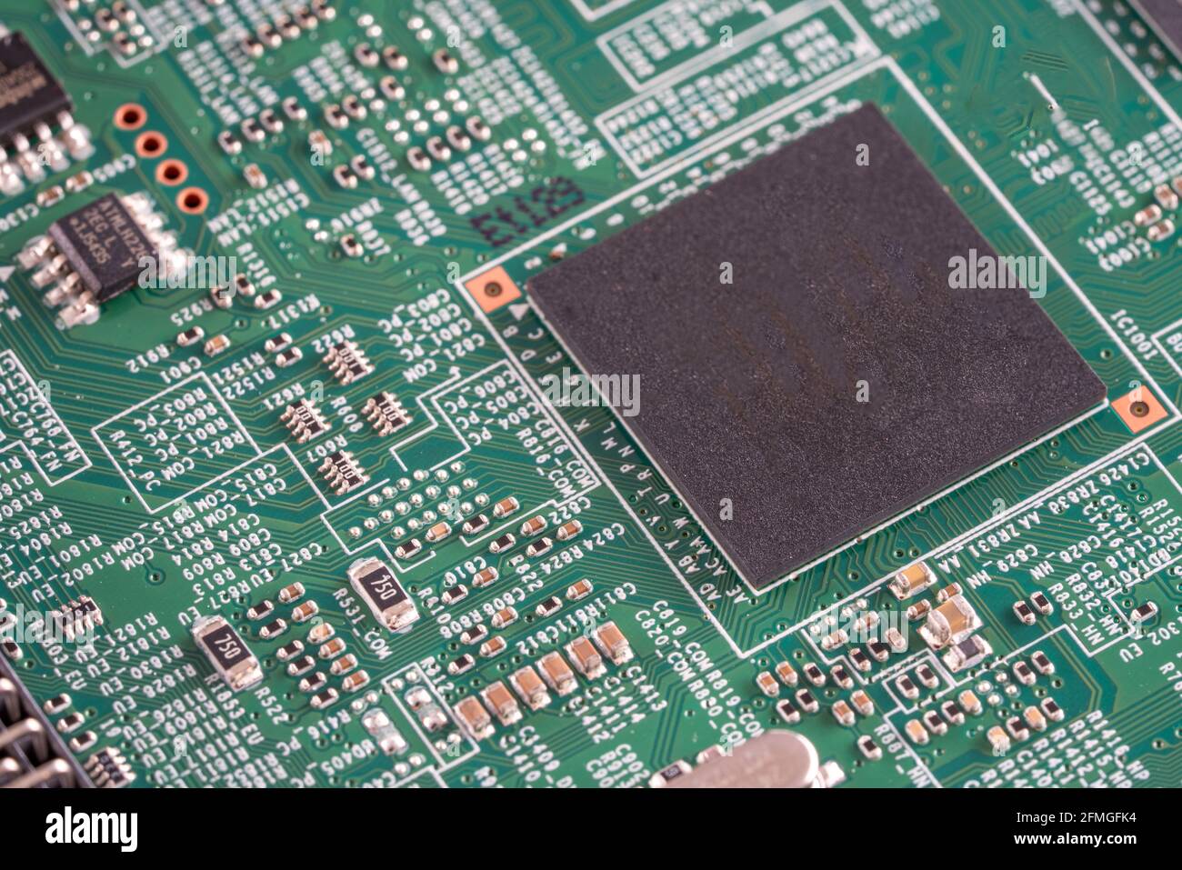 Microcontroller pcb. Close up printed circuit board of an electronic ...