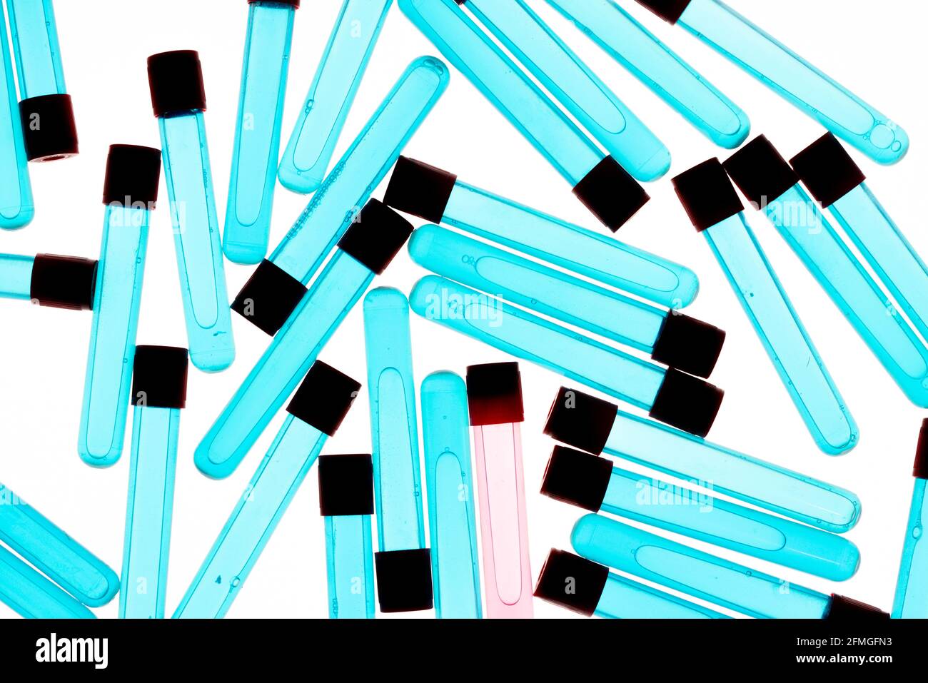 Colored test tubes on white background . Flat lay. Flatly Stock Photo ...