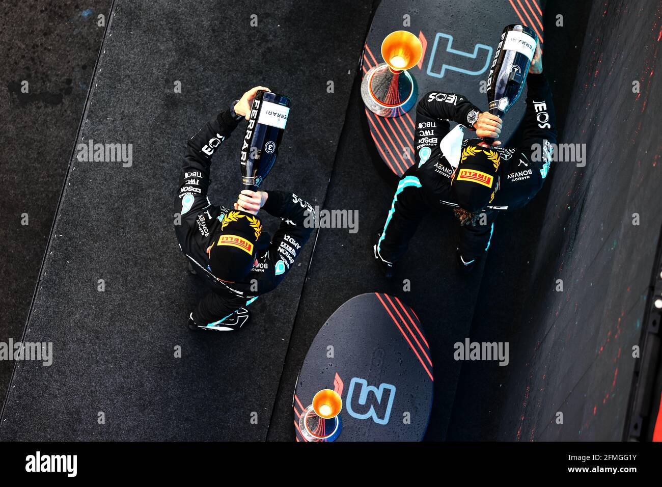 Mercedes amg f1 on podium team mate lewis hamilton hi-res stock ...