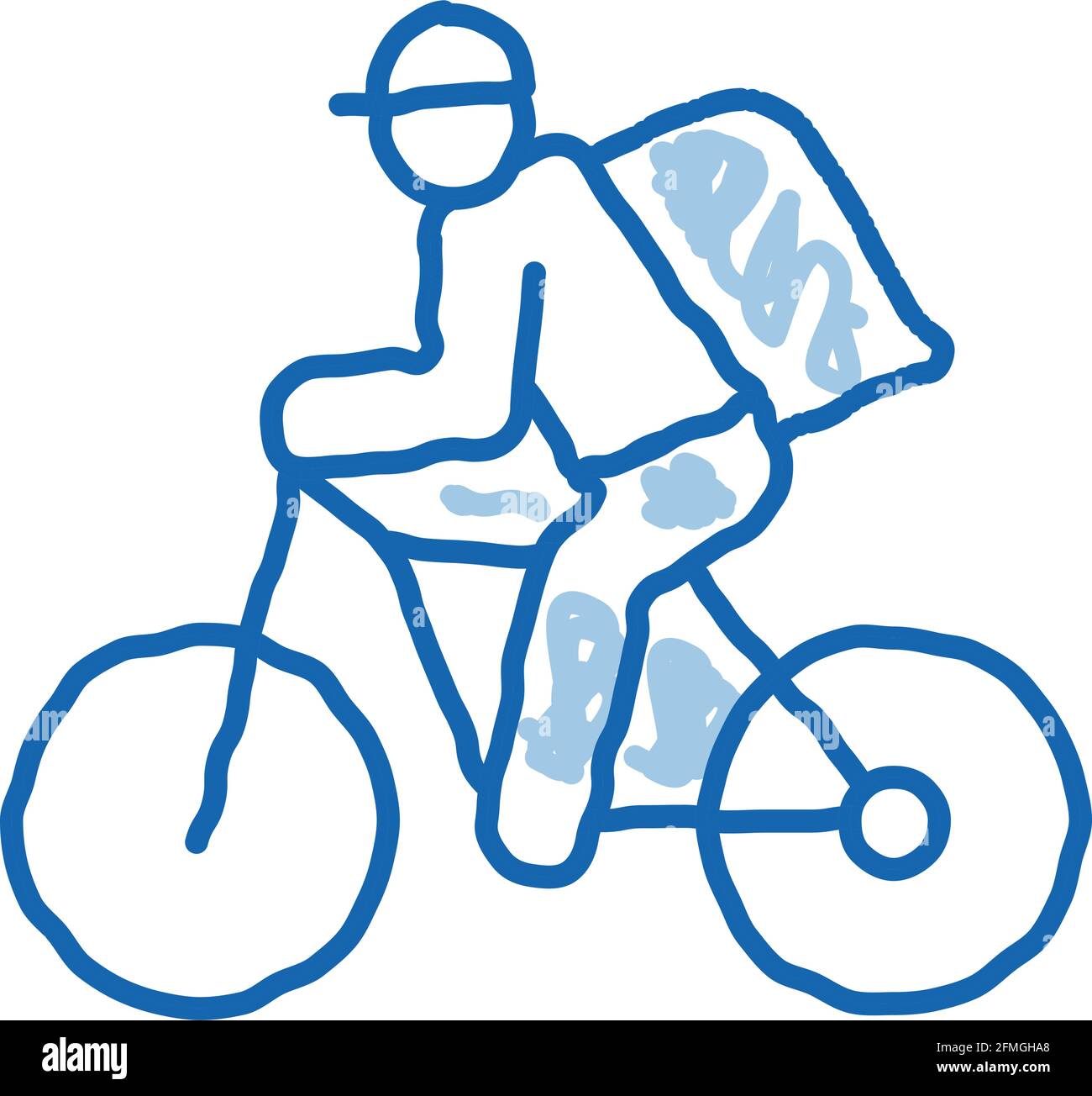 Courier Delivery by Bicycle doodle icon hand drawn illustration Stock ...