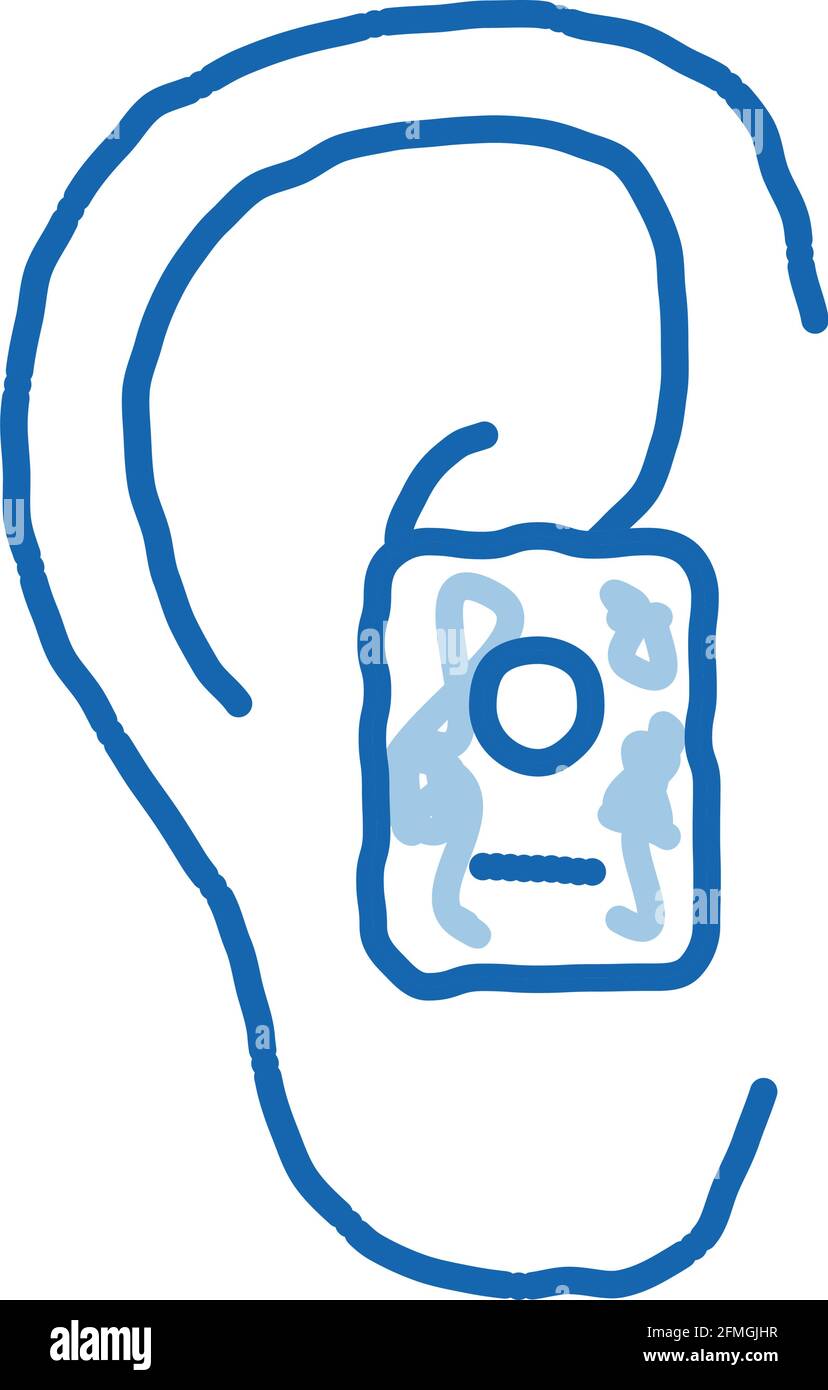 Earphone in Ear doodle icon hand drawn illustration Stock Vector Image ...