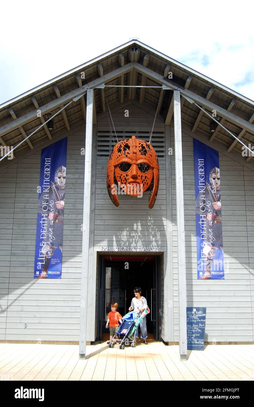Sutton Hoo helmet sculpture at entrance to Exhibition Hall, Sutton Hoo ...