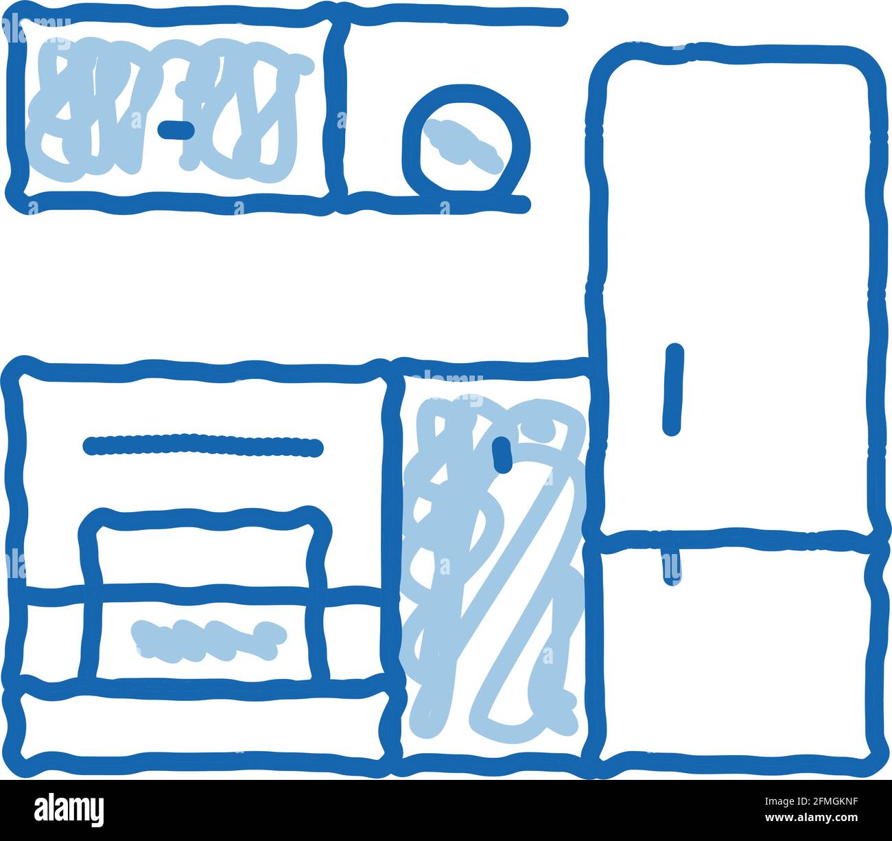 Kitchen with Fridge doodle icon hand drawn illustration Stock Vector ...