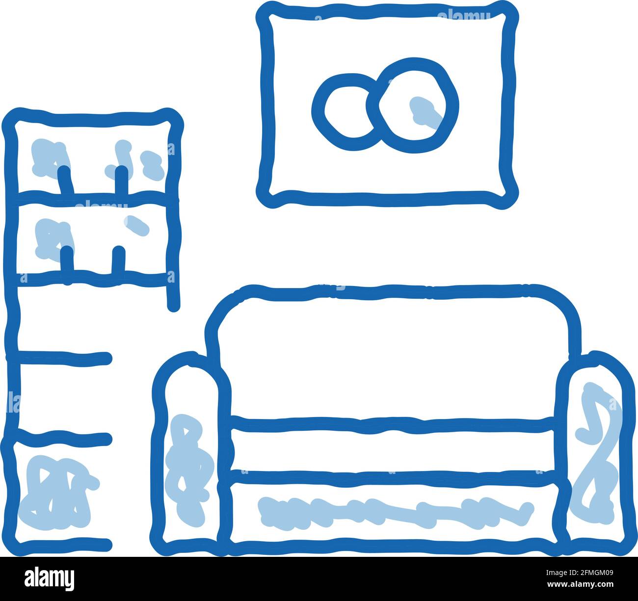 Living Room with Picture doodle icon hand drawn illustration Stock ...