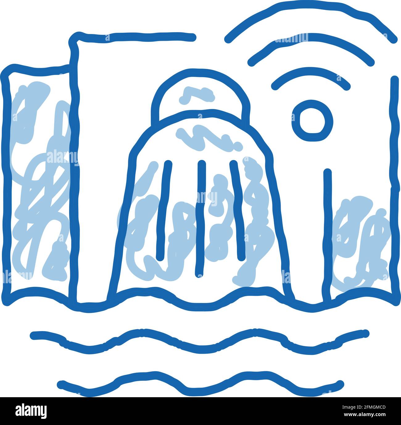 Smart Hydroelectric Power Station doodle icon hand drawn illustration ...