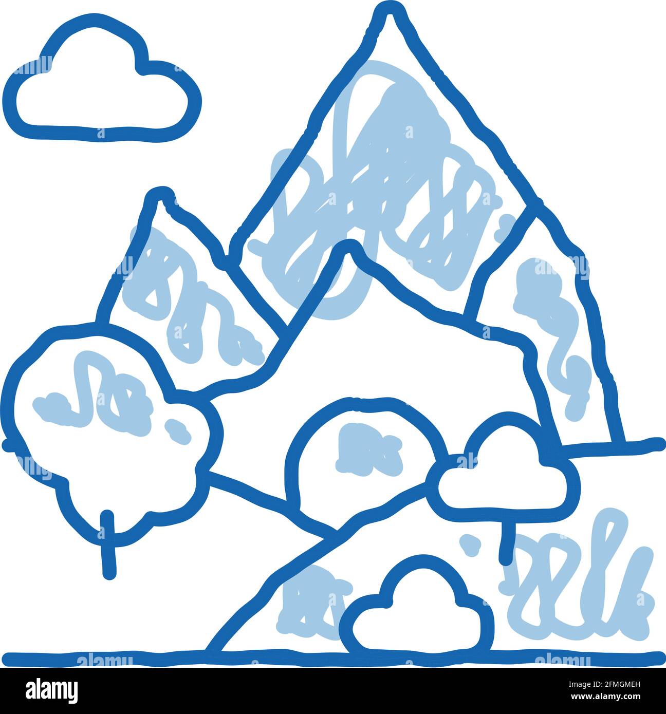 Mountain Landscape doodle icon hand drawn illustration Stock Vector ...