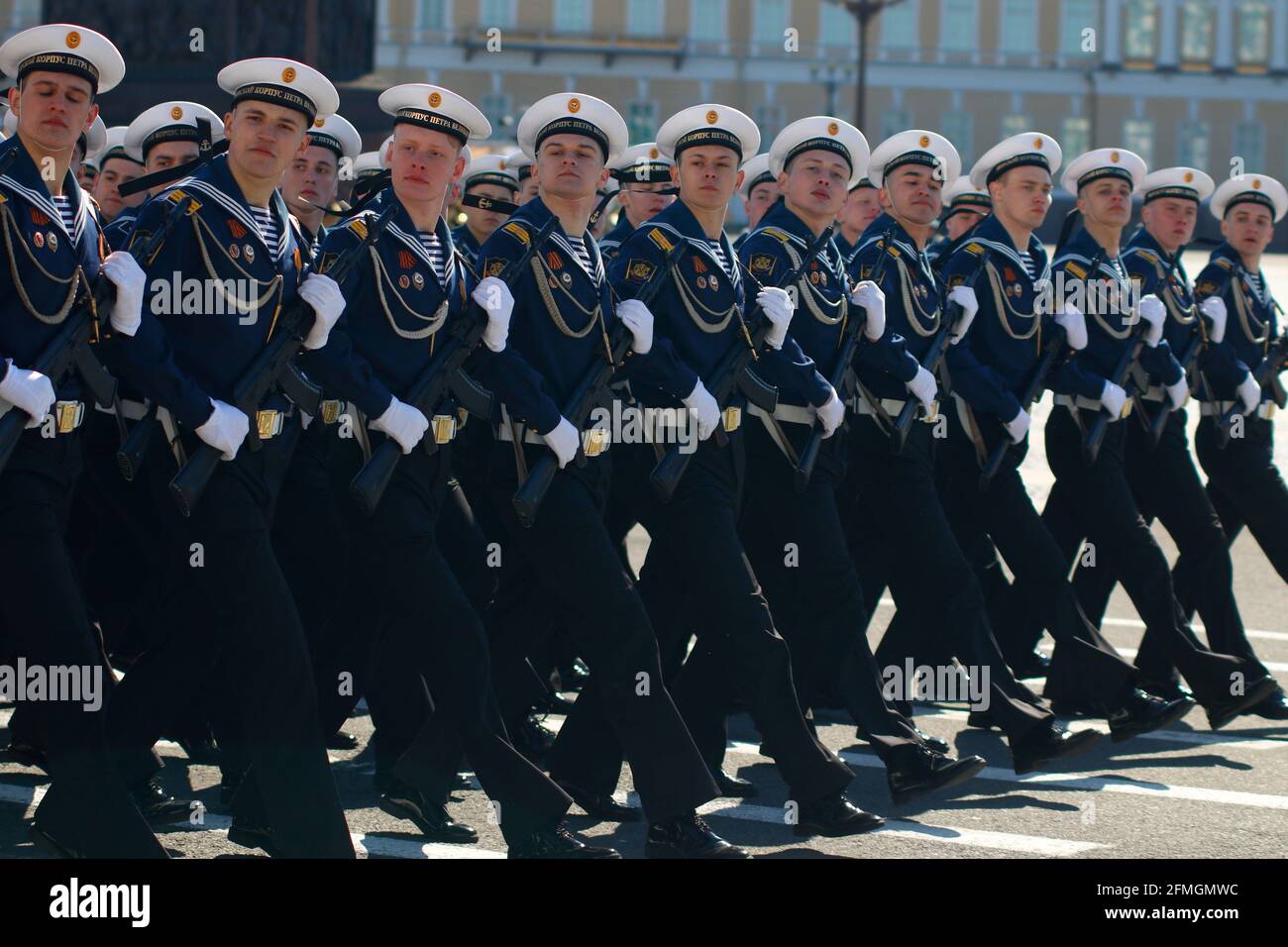 Soldiers of the Russian army parade on the palace Square to mark the ...