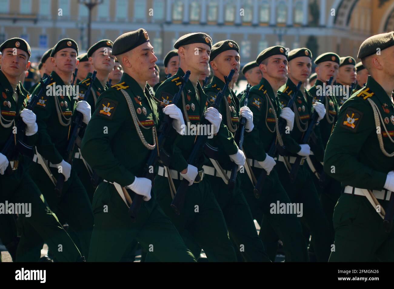 Soldiers of the Russian army parade on the palace Square to mark the ...