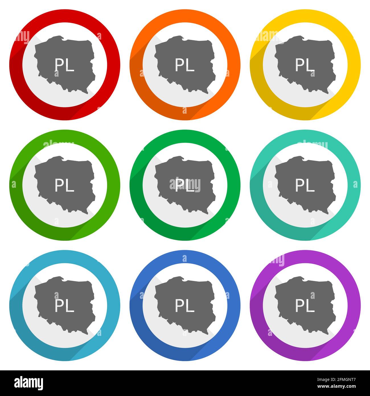 Poland country icon map logo hi-res stock photography and images - Alamy