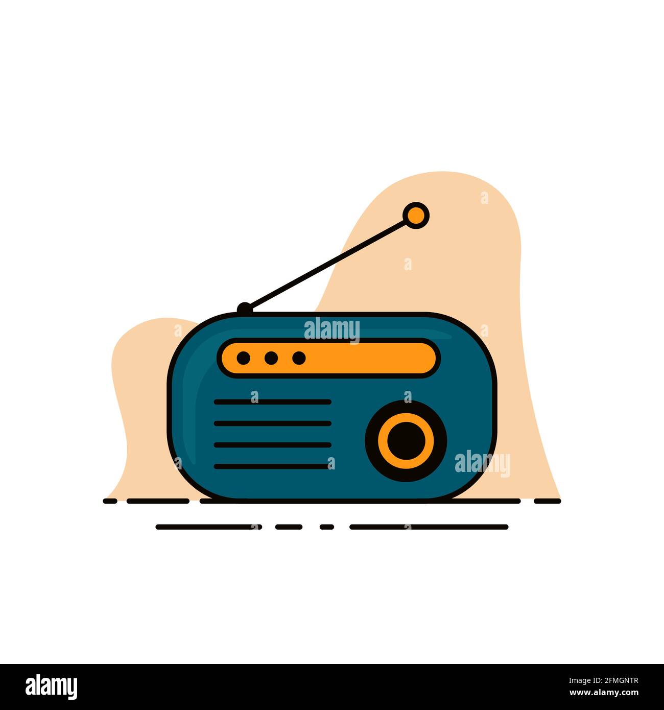Cartoon Radio flat design. Good template for radio or musical design ...