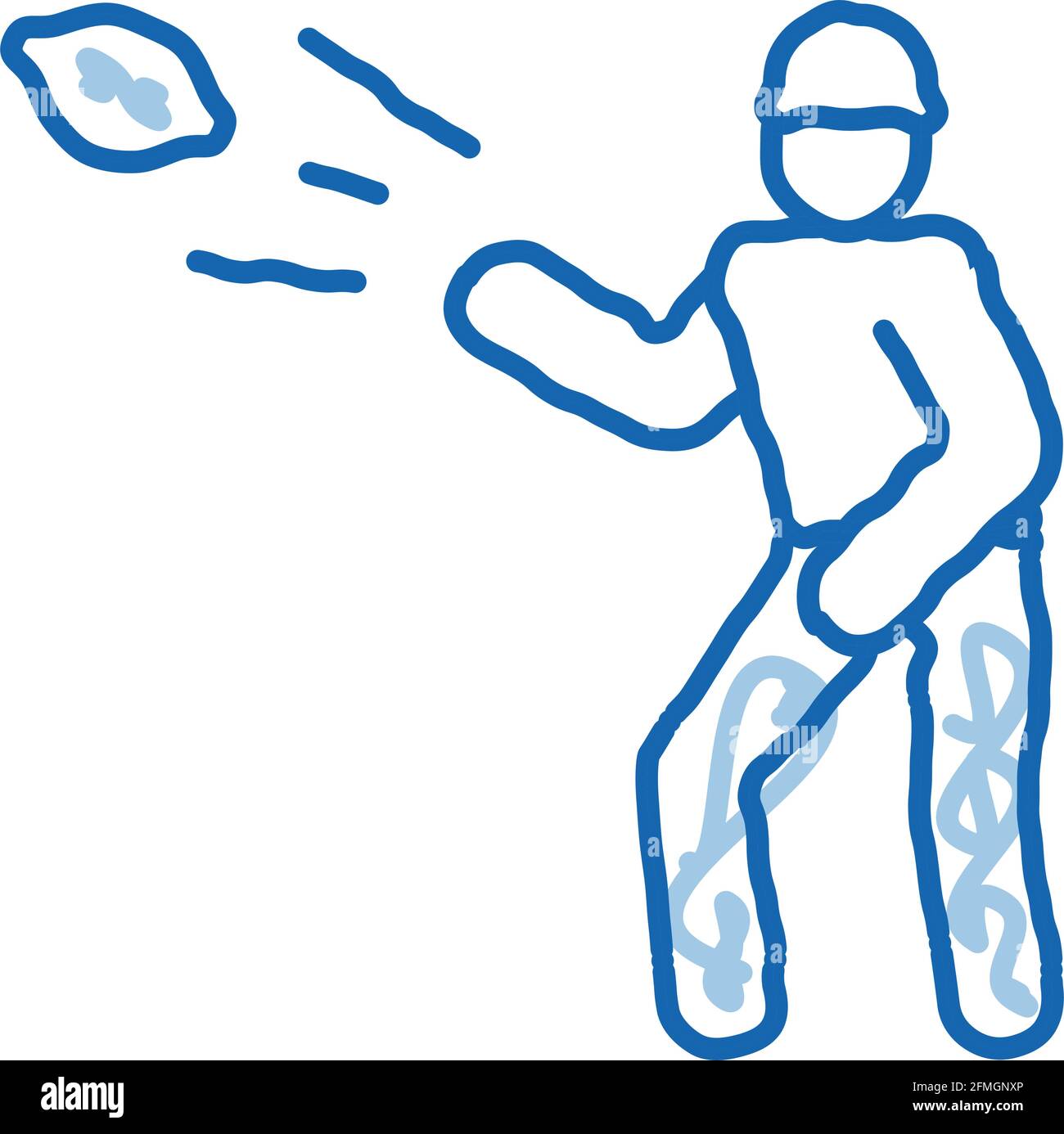 Rugby Player Throws Ball doodle icon hand drawn illustration Stock ...