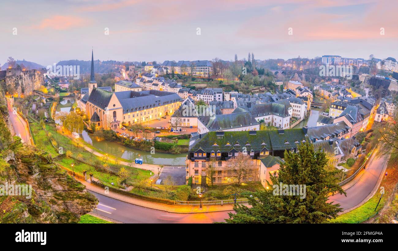 Skyline of old town Luxembourg City from top view in Luxembourg Stock ...