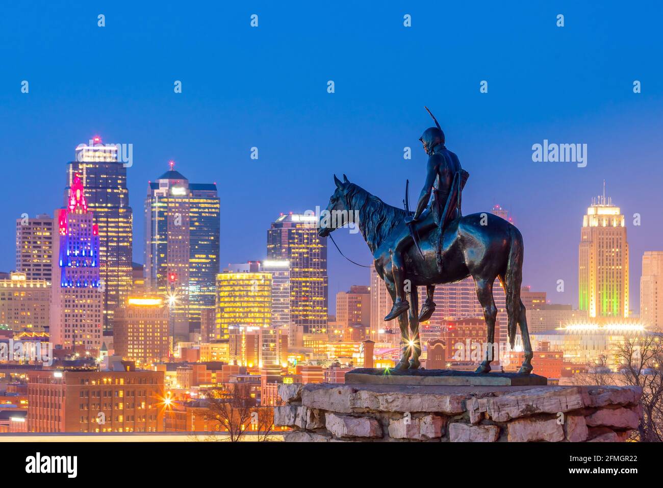 The Scout overlooking downtown Kansas City. The Scout is a famous ...