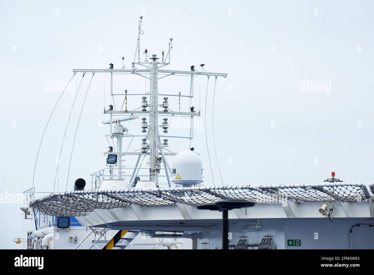 Ferry mast and navigation radar seen on a Stena Estrid ferry leaving ...