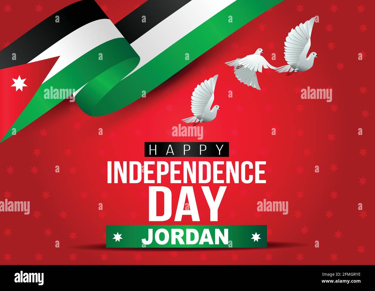 happy independence day Jordan. flying dove with Jordan flag. vector ...