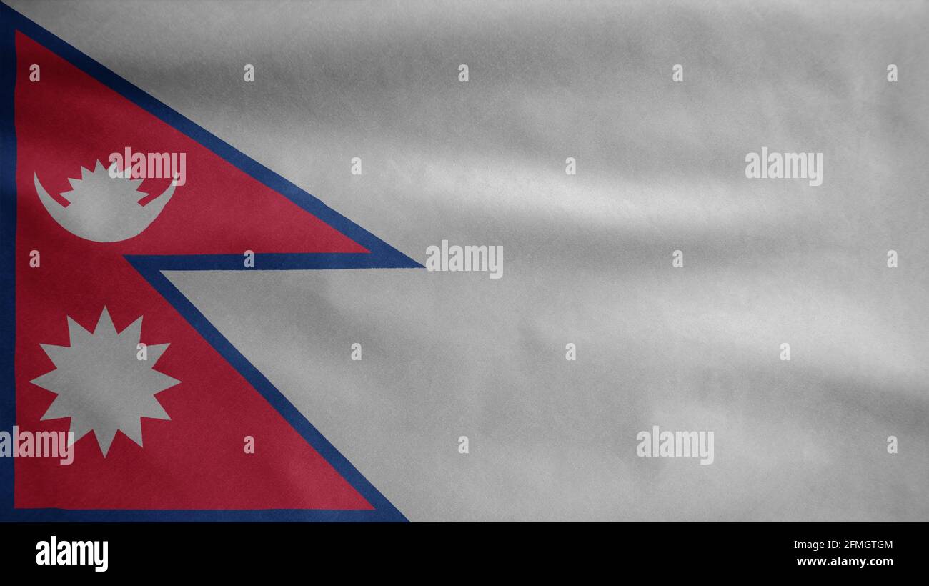 Nepalese flag waving in the wind. Close up of Nepal banner blowing ...