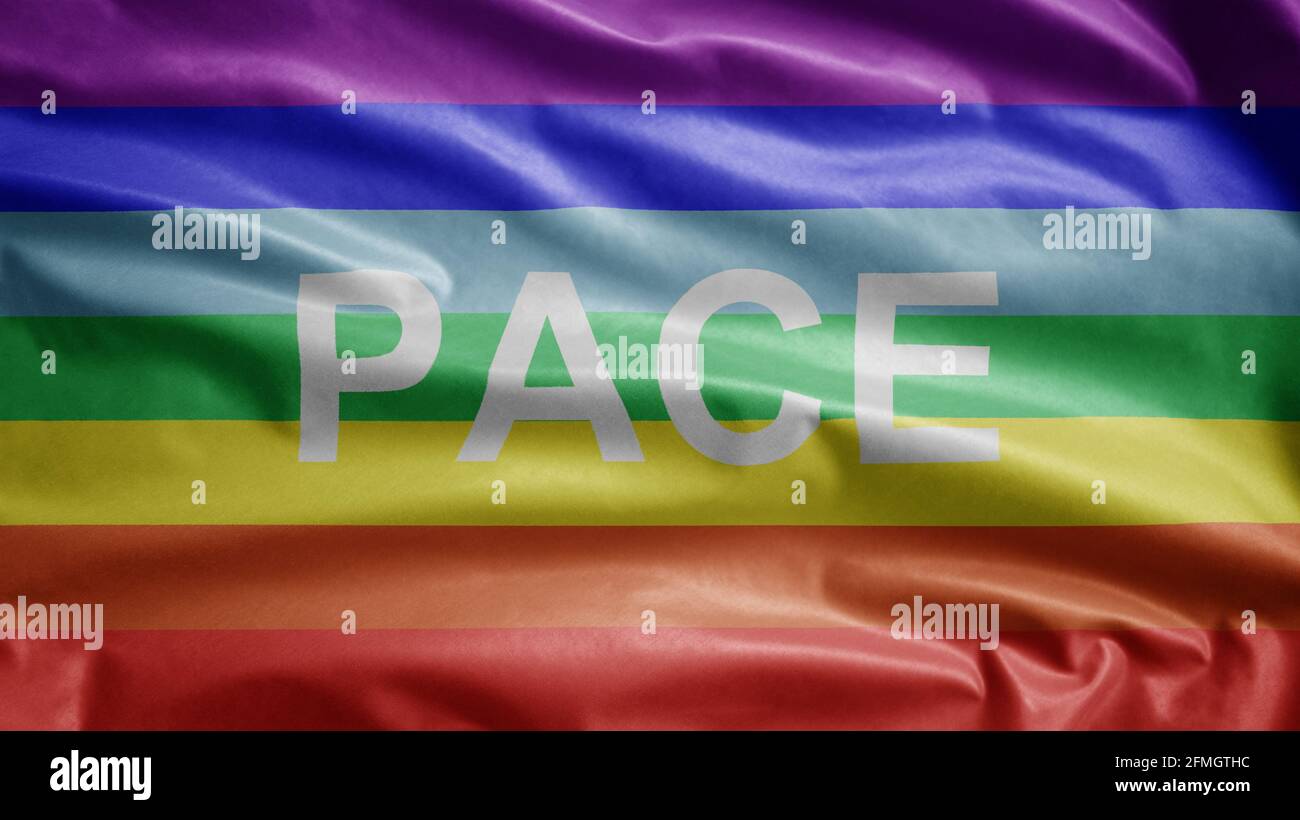 Sign of Peace flag waving in the wind. Rainbow colors of peaceful wavy ...