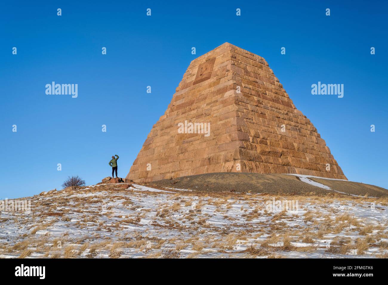 Sherman, WY, USA - December 3, 2020: Ames Monument, a large pyramid at ...