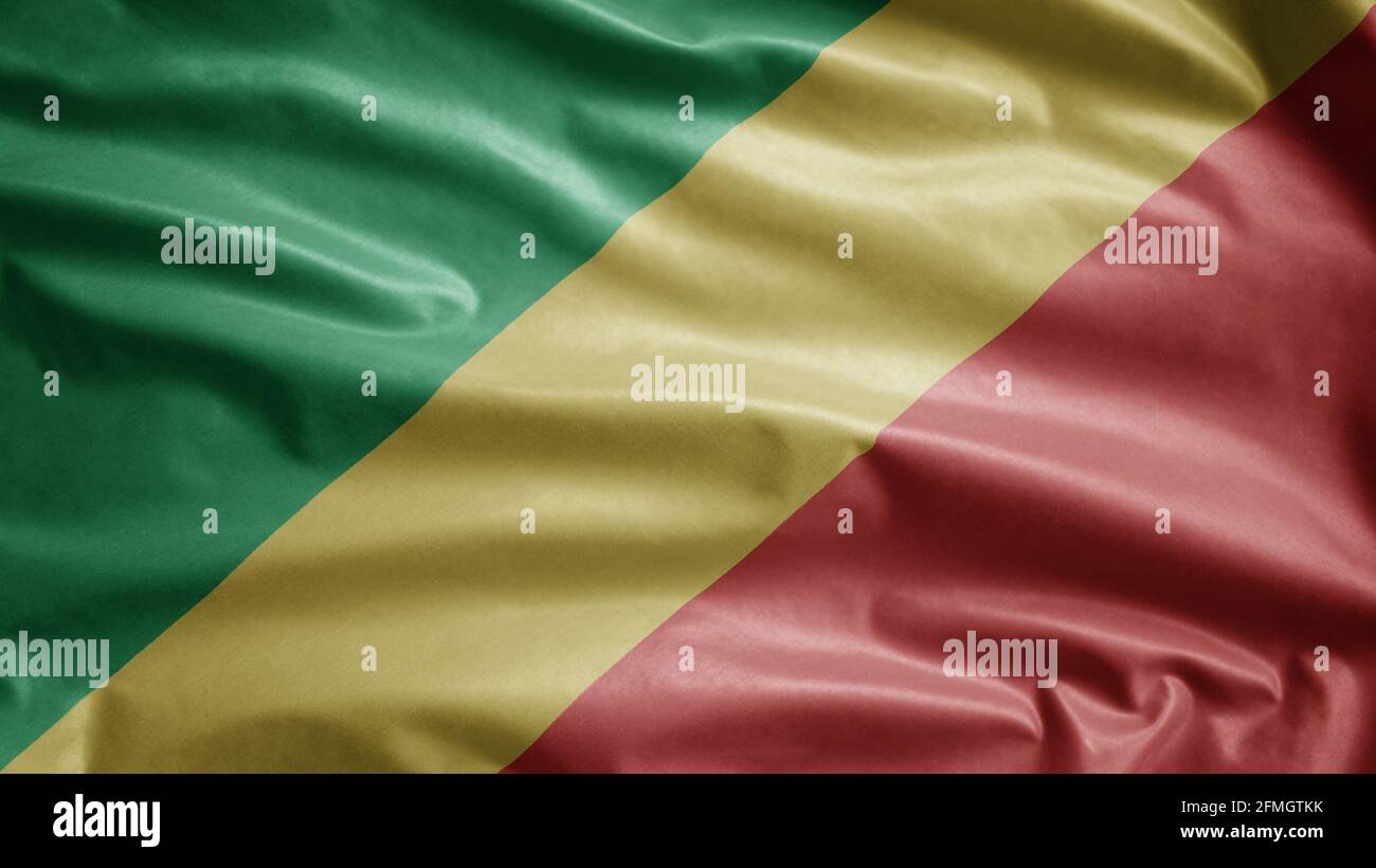 Congolese flag waving in the wind. Close up of Republic of Congo banner ...